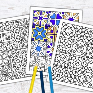Mosaic Tiles Adult Coloring Book - Relaxing Printable Coloring Book ...
