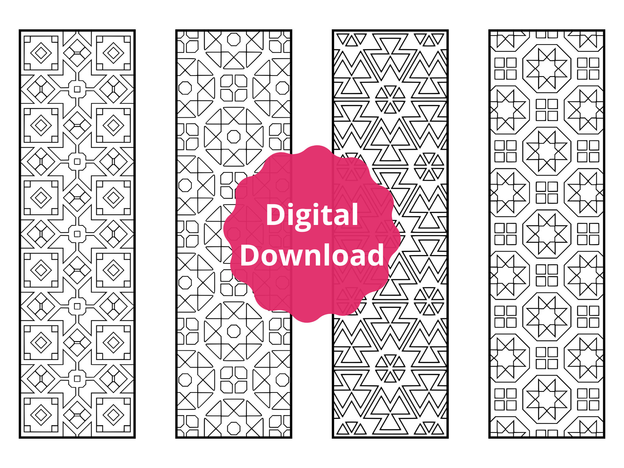 Coloring Bookmarks Geometric Bookmarks Tribal Coloring - Etsy