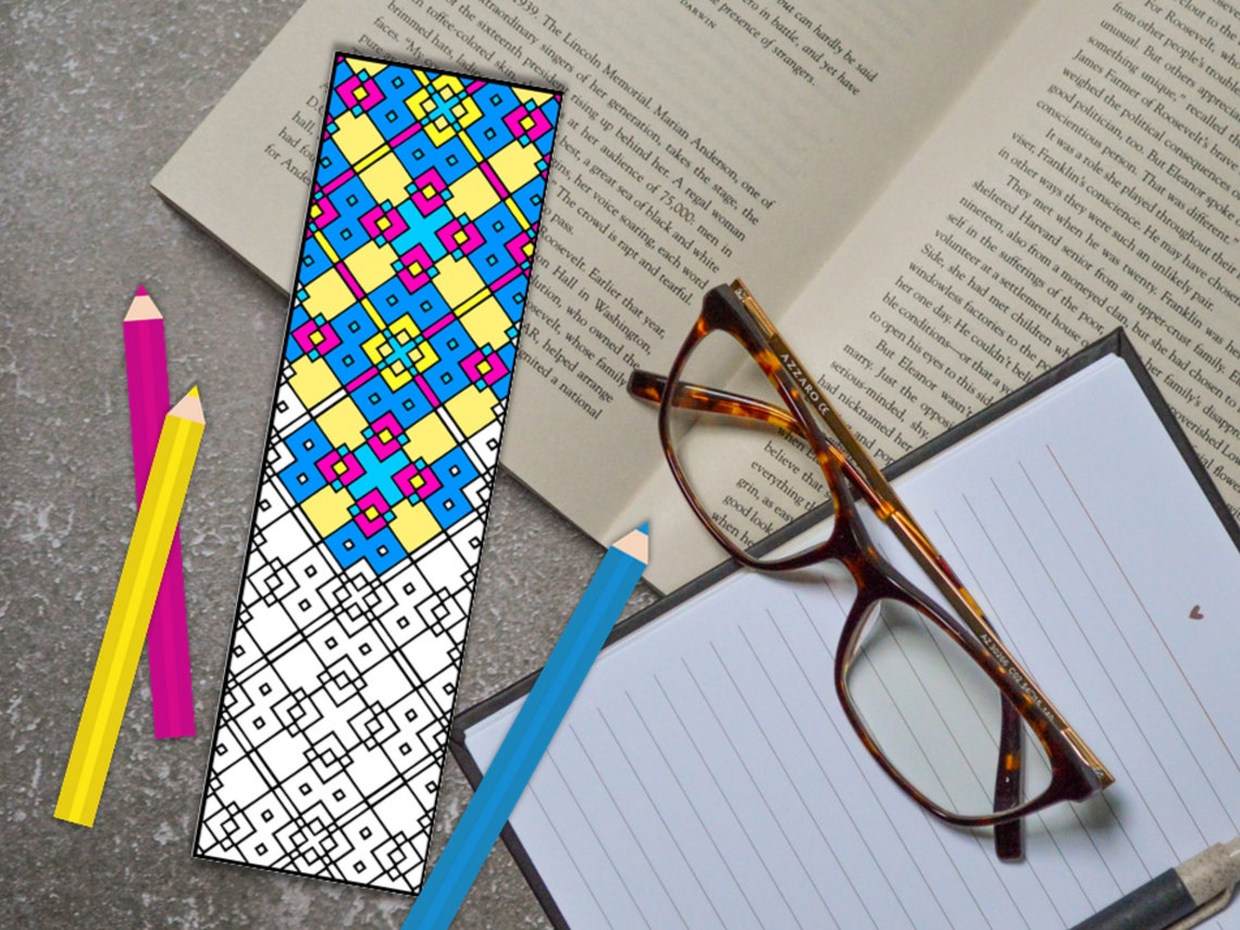Geometric Bookmarks Coloring Bookmarks Coloring Sheets for - Etsy