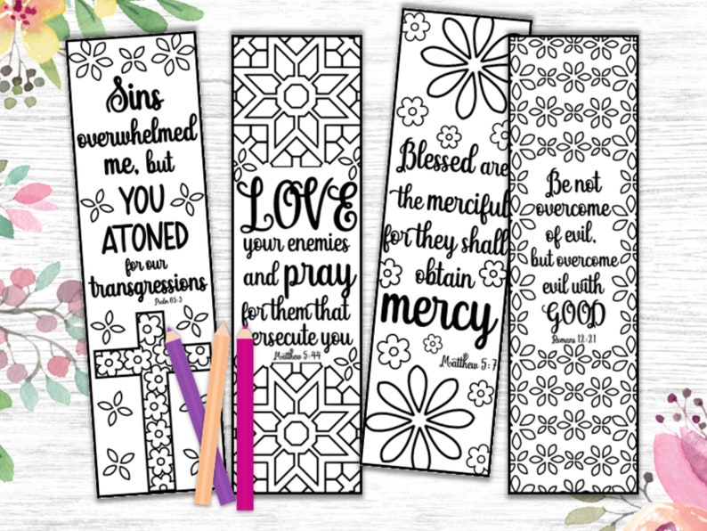 Forgiveness Bible Verse Bookmarks: Floral Coloring Page (PDF Download ...