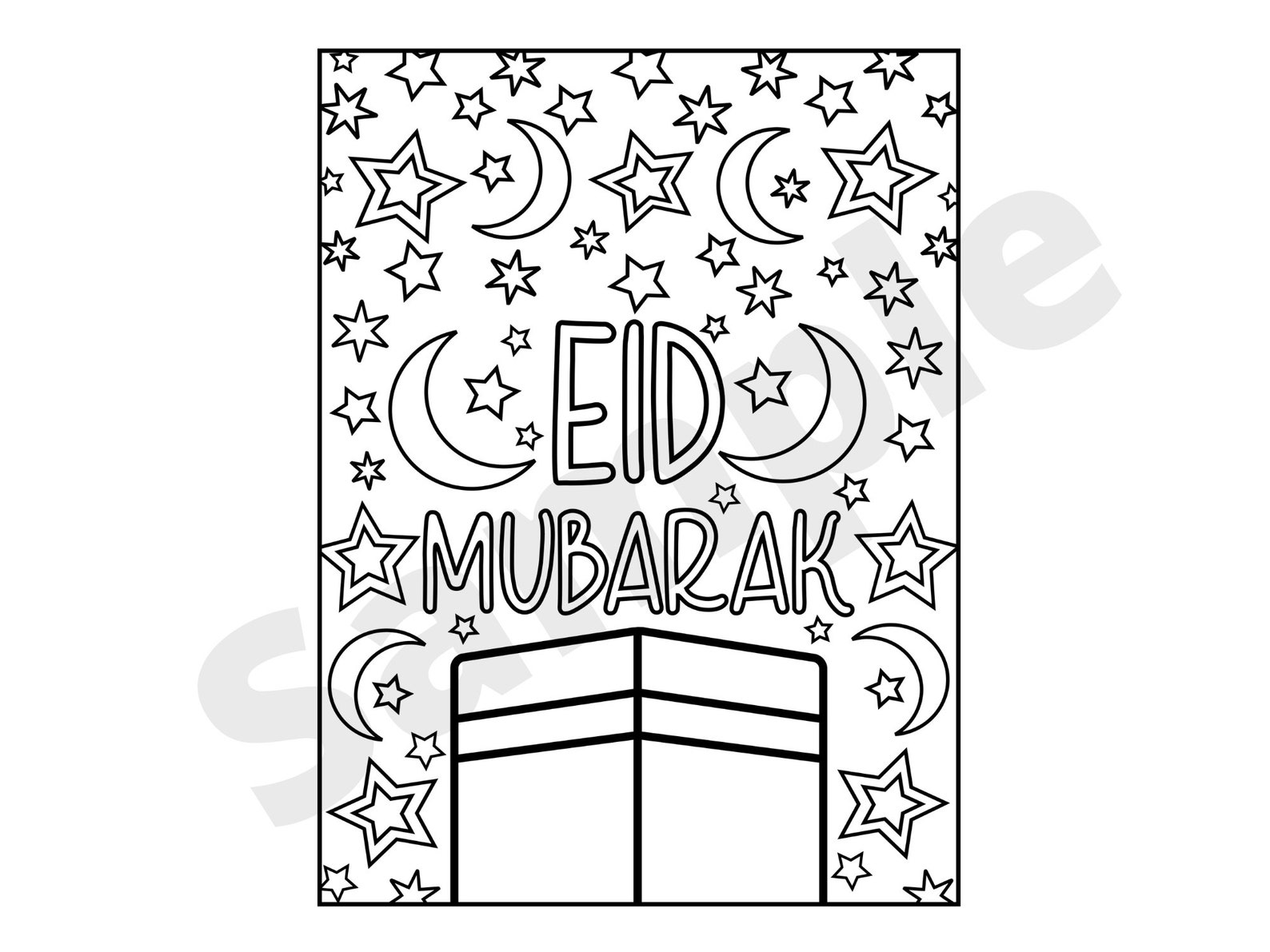 Kaaba Coloring Page for Eid Eid Mubarak Coloring Eid - Etsy