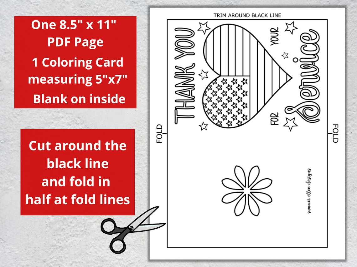 Veterans Day Coloring Card: Thank You Veteran - Kids Craft (PDF Instant ...