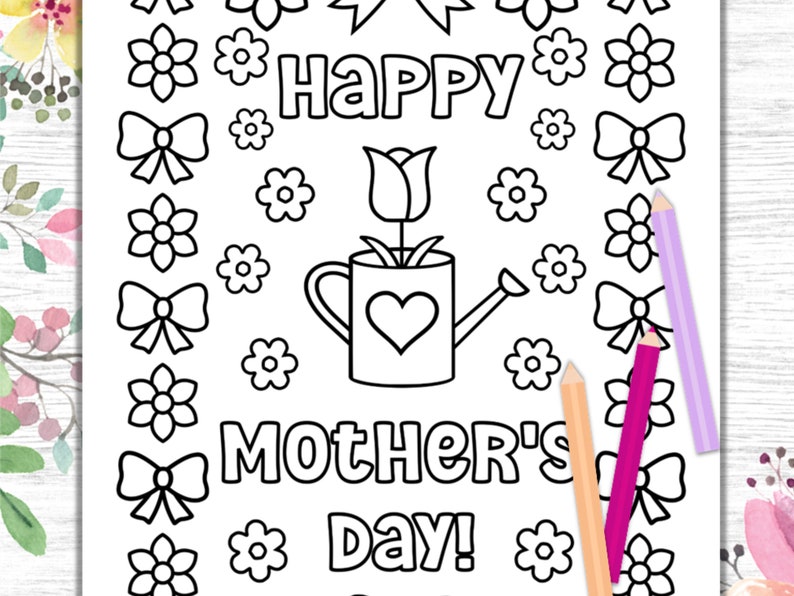 Happy Mother's Day Coloring Page for Kids DIY Mother's Day Gift Gifts ...