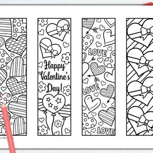 Valentine's Day Coloring Bookmarks - Digital Bookmarks to Color ...