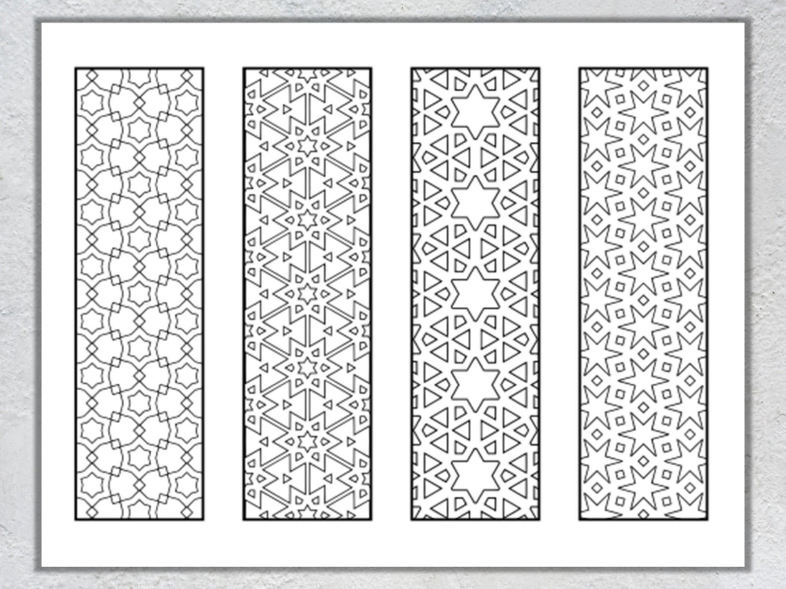 12 Geometric Coloring Bookmarks Intricate Geometric Pattern | Etsy
