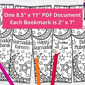 Ramadan Coloring Bookmarks With Moon and Stars and Islamic Geometric ...
