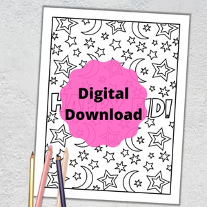 Moon and Stars Happy Eid Coloring Page - Eid Activities - Islamic ...