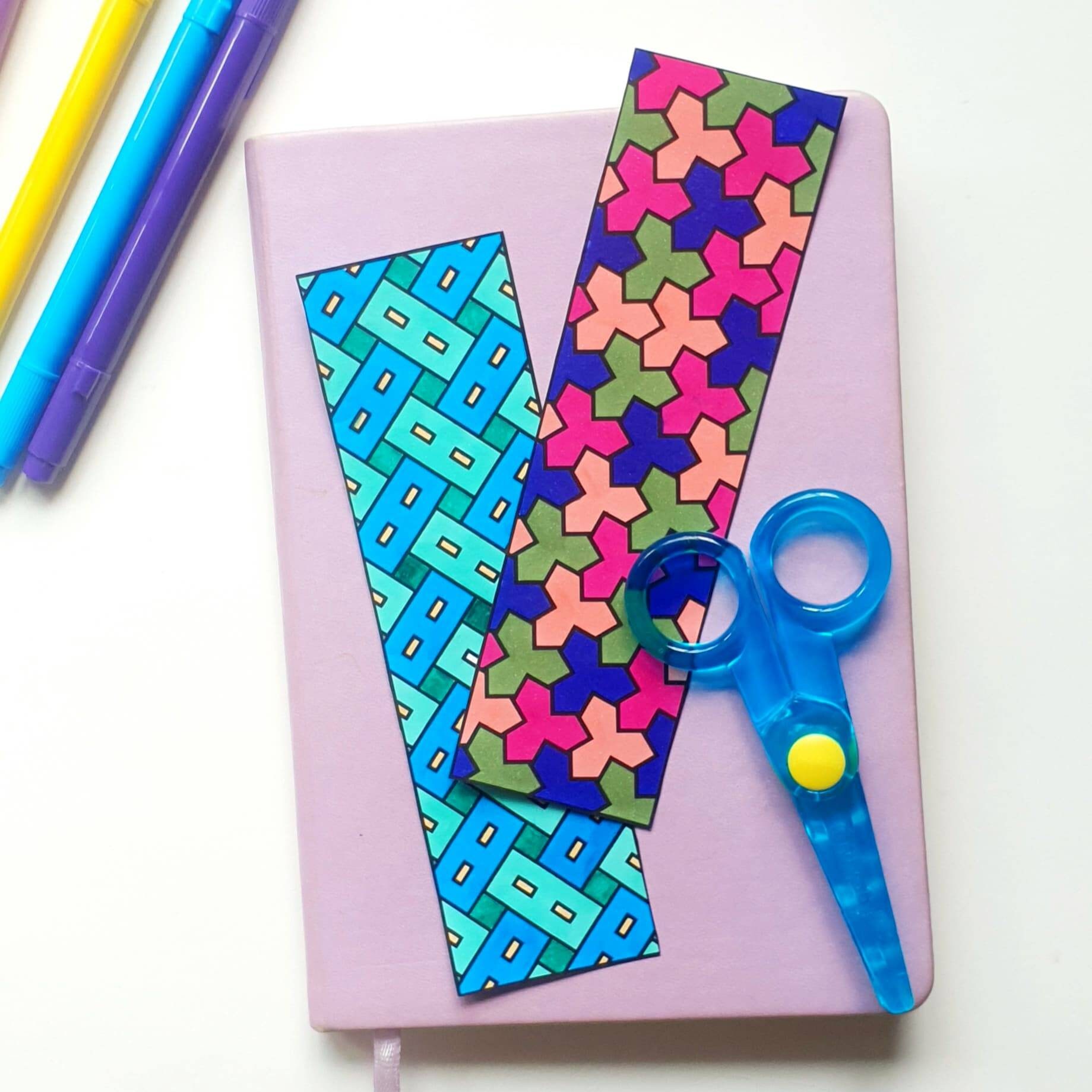 Geometric Coloring Bookmarks: Bold Intricate Patterns (PDF Digital ...