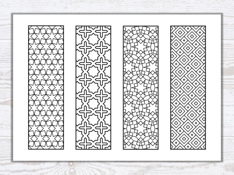 Geometric Coloring Bookmarks: Printable Star & Islamic Patterns (PDF ...