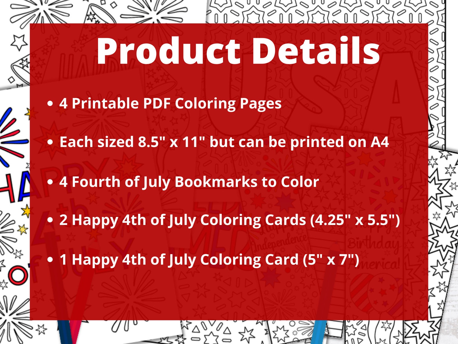 4th of July Coloring Bundle Printable Coloring Pages Coloring Sheets ...