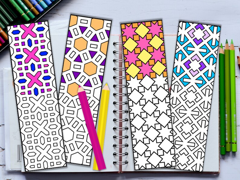 Coloring Bookmarks Geometric Coloring Pages Zen Coloring - Etsy