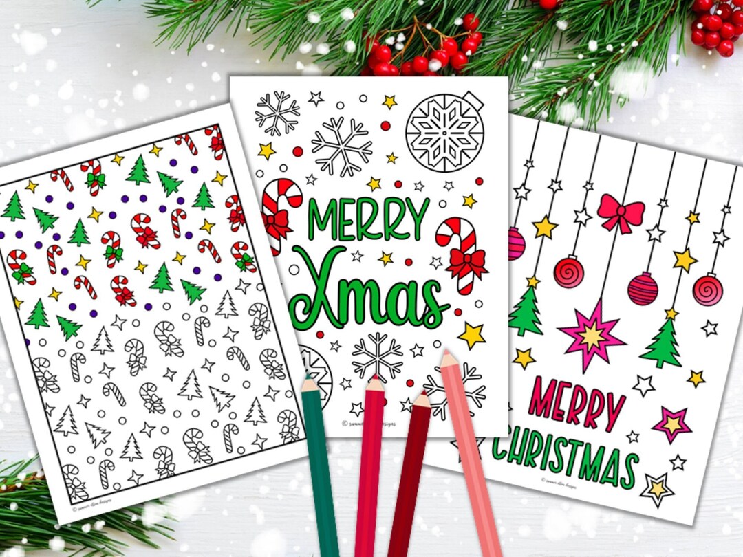 3 Christmas Coloring Pages Cute and Easy Coloring Pages Kids Coloring ...