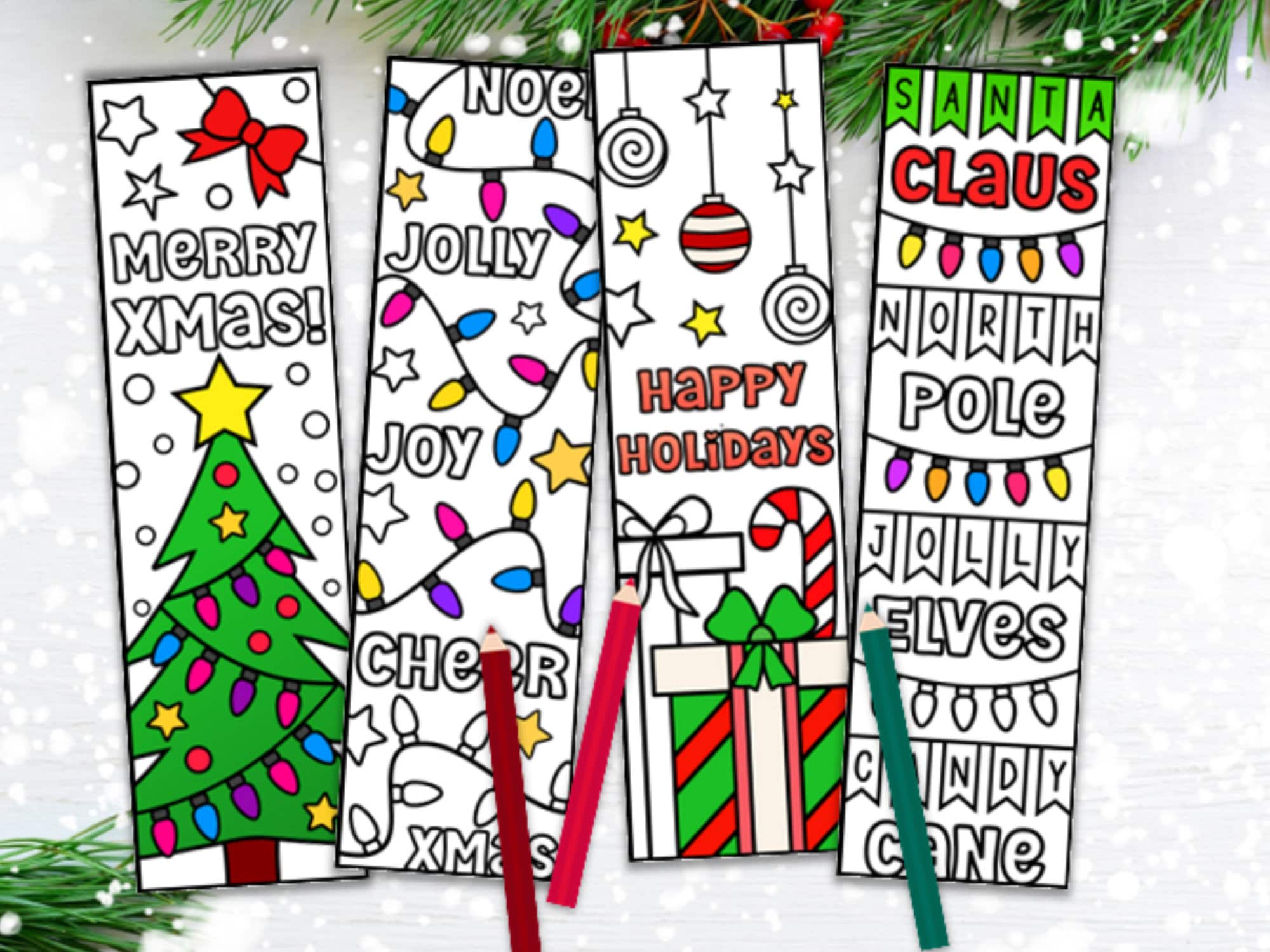 Cute Christmas Coloring Bookmarks Fun for All Ages Festive Christmas ...
