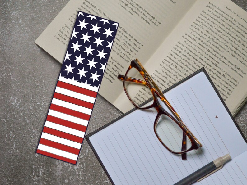 Patriotic American Flag Bookmarks: Set of 4 (digital Download) - Etsy