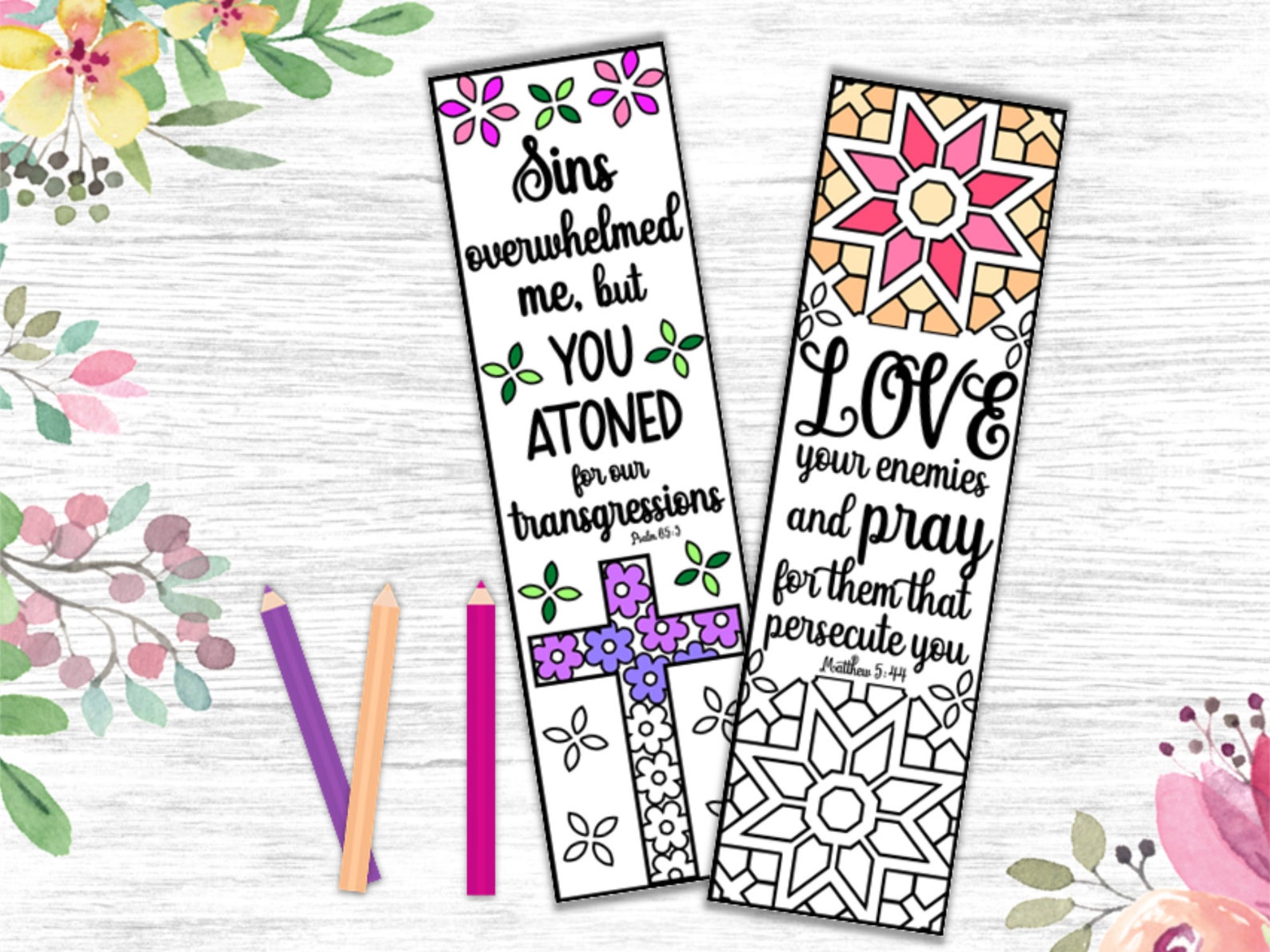 Forgiveness Bible Verse Bookmarks: Floral Coloring Page (PDF Download ...