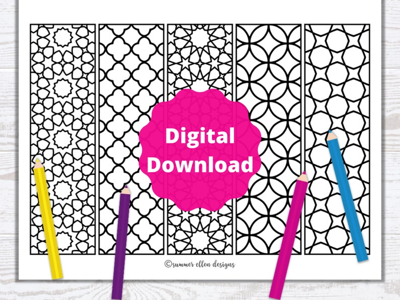 Geometric Coloring Bookmarks: Islamic Art, Ramadan Crafts (PDF Digital ...