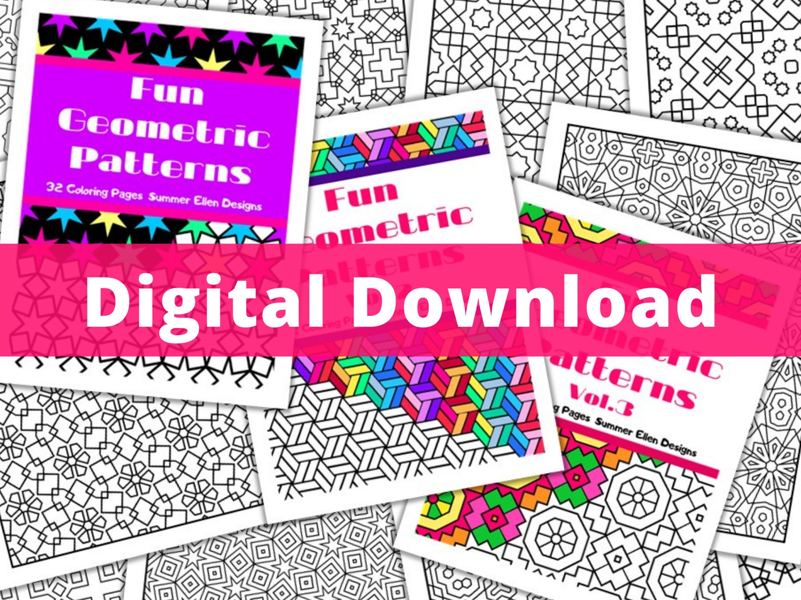 Geometric Coloring Book Bundle Pattern Coloring Printable - Etsy