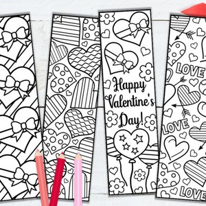 Valentine's Day Coloring Bookmarks - Digital Bookmarks to Color ...