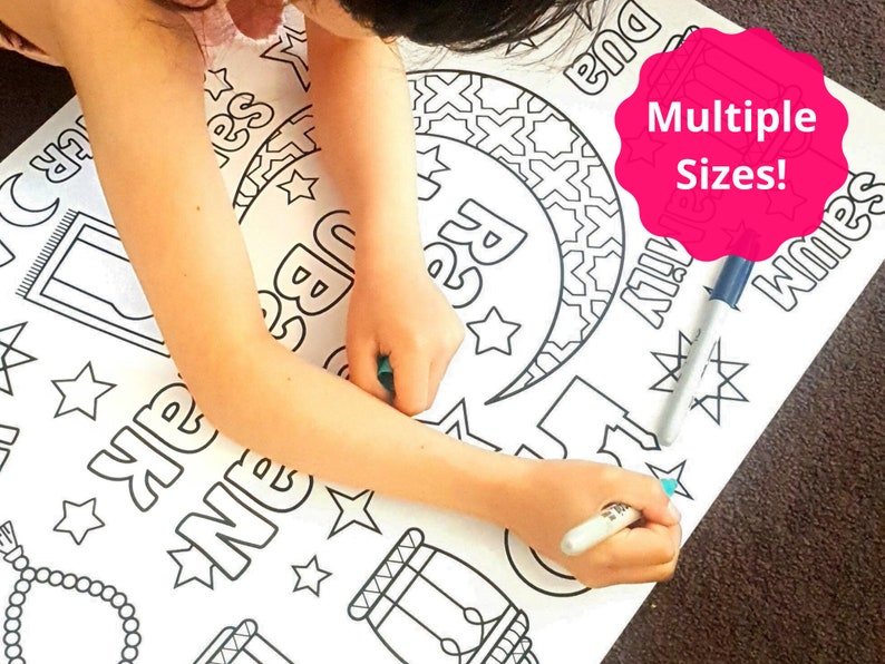 Ramadan Mubarak Giant Coloring Poster DIY Ramadan Decoration for Kids ...
