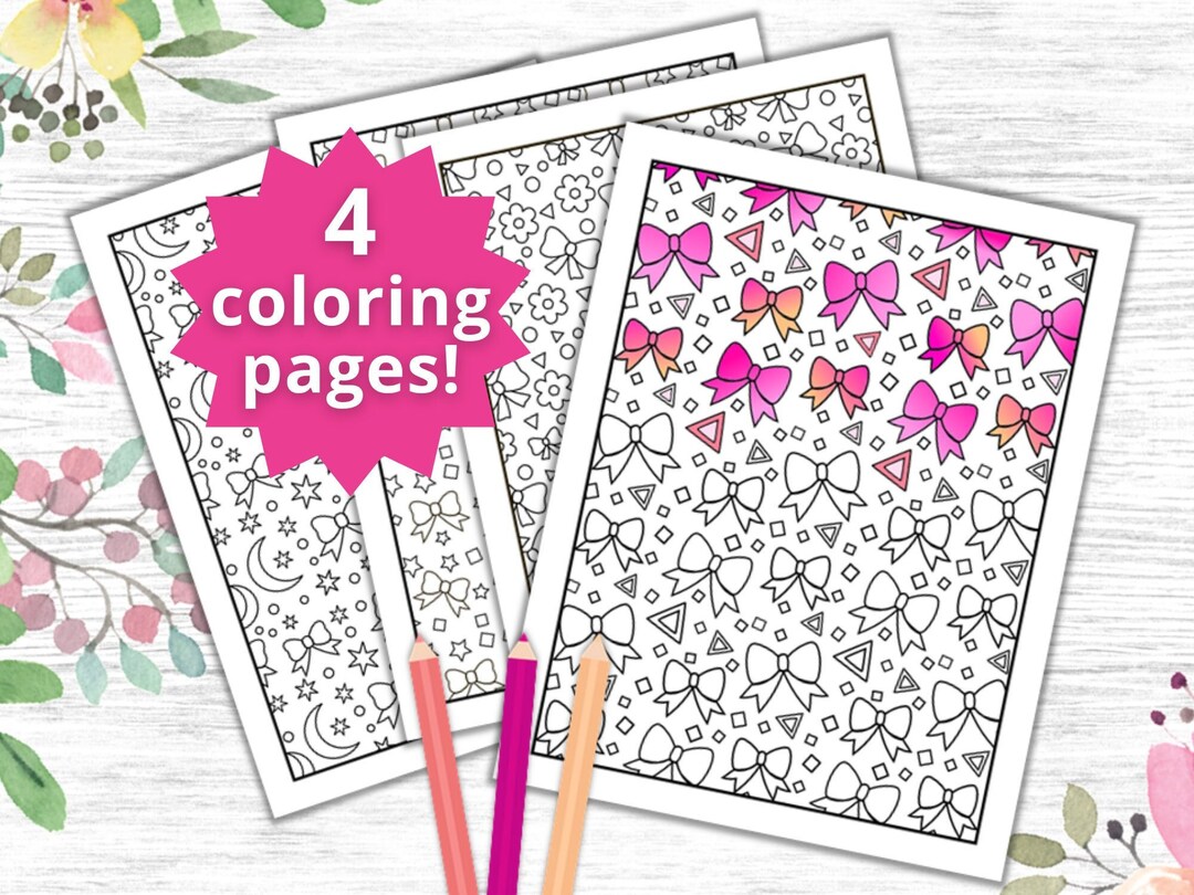 Bow Coloring Pages Cute Printables Coloring Pages for Kids - Etsy