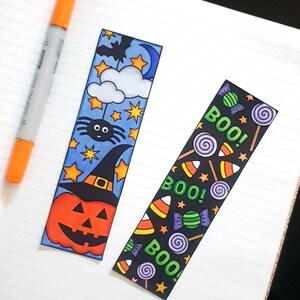 Cute Bookmark Set of 4 Halloween Coloring Bookmarks - Halloween ...