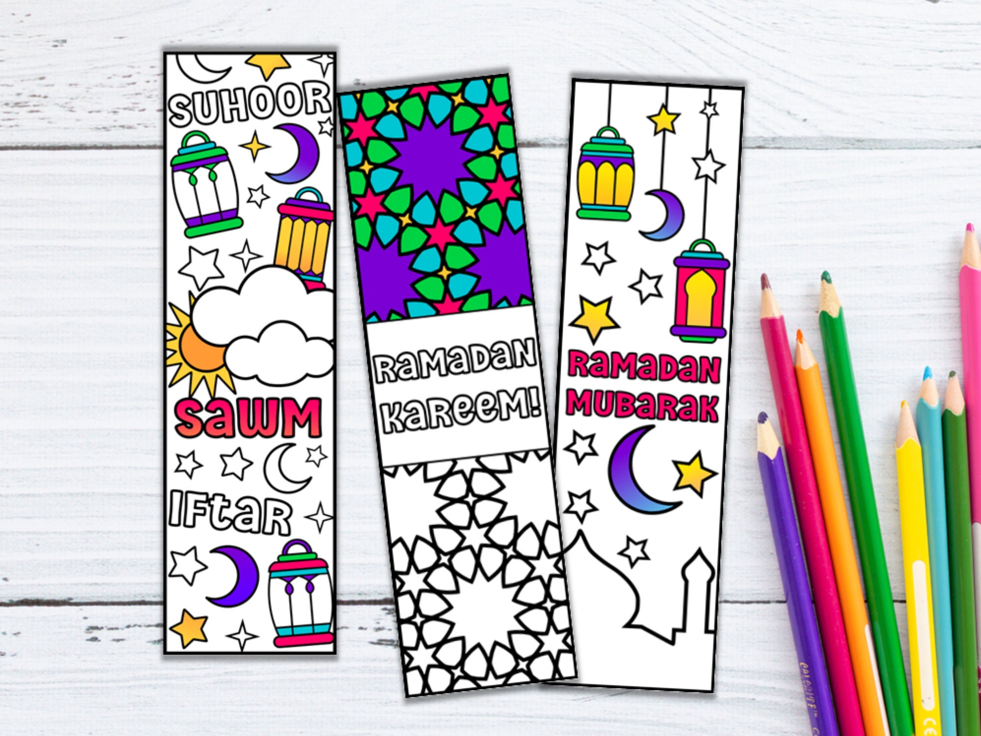 Ramadan Coloring Bookmarks Cute Bookmark Set With Ramadan - Etsy