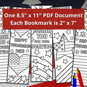 Veterans Day Coloring Bookmarks: Patriotic Kids Gift (PDF Download) - Etsy