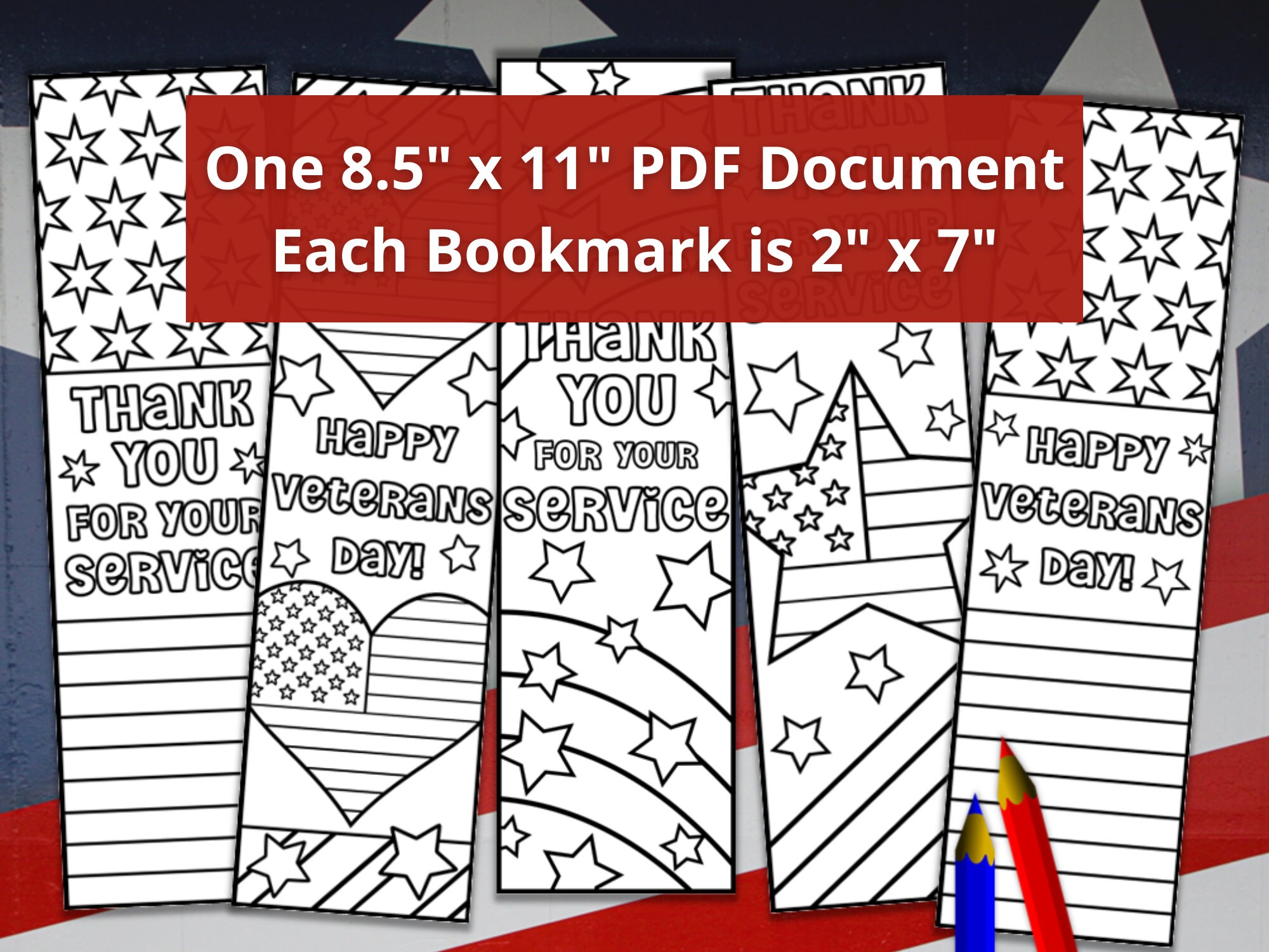 Veterans Day Coloring Bookmarks: Patriotic Kids Gift (PDF Download) - Etsy