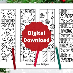 Cute Christmas Coloring Bookmarks Fun for All Ages Festive Christmas ...