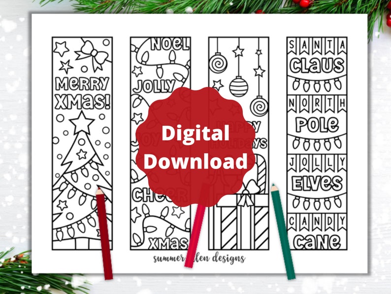 Cute Christmas Coloring Bookmarks Fun for All Ages Festive Christmas ...