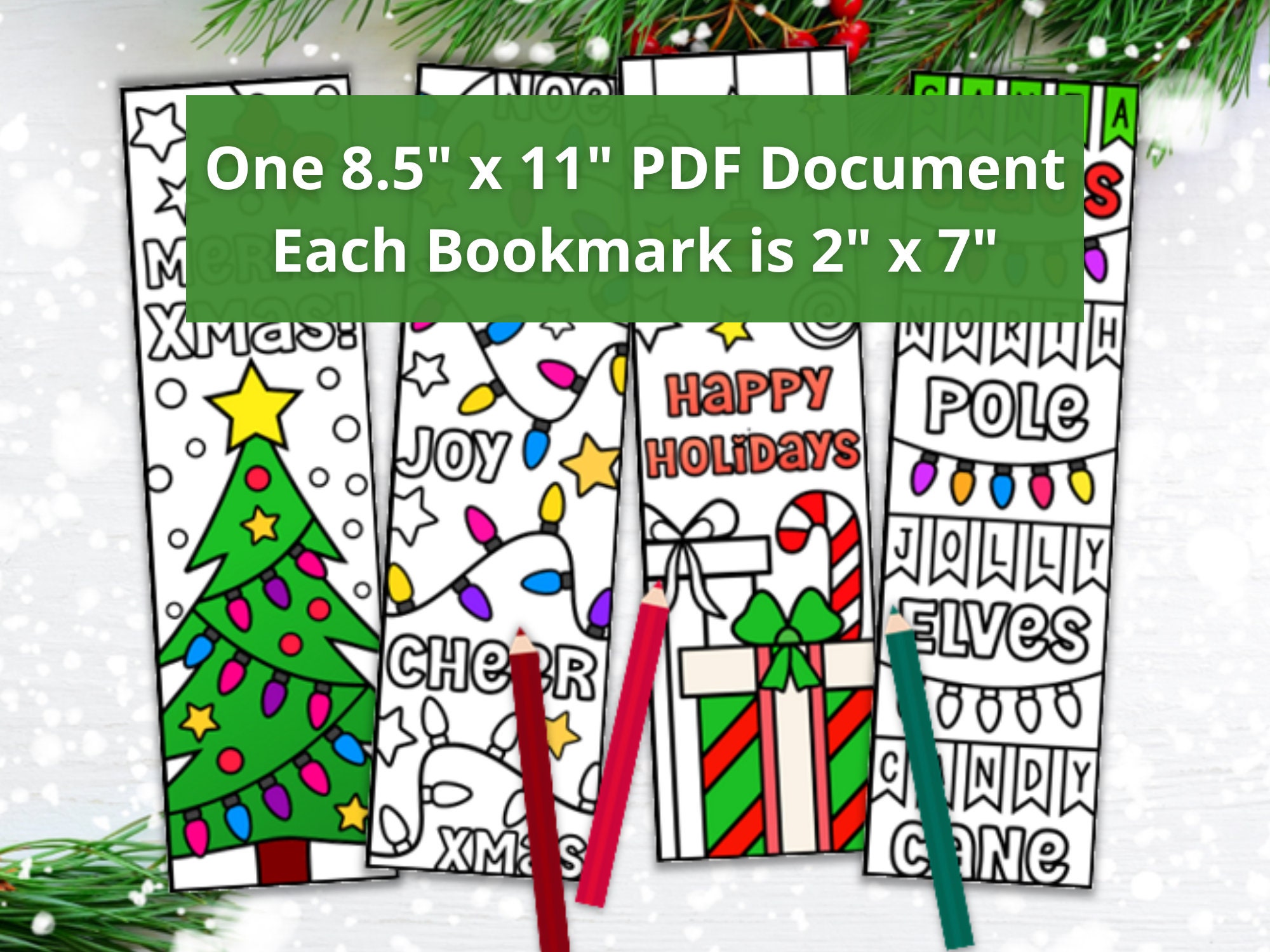 Cute Christmas Coloring Bookmarks Fun for All Ages Festive Christmas ...