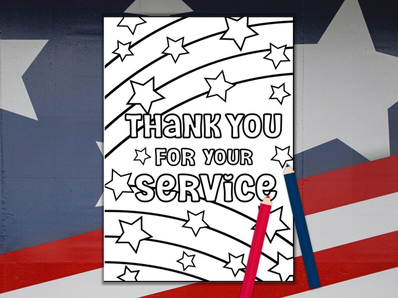Veterans Day Coloring Card: Thank You for Your Service (PDF Download ...