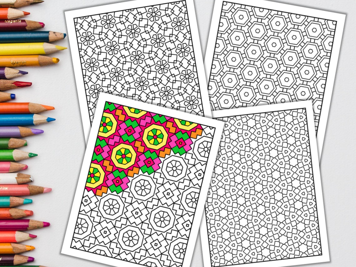 Geometric Coloring Book Pattern Coloring Adult Digital - Etsy