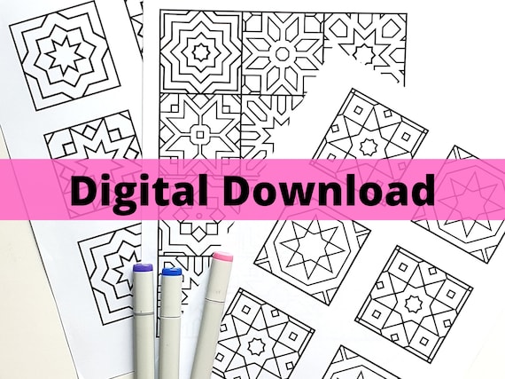 Simple Geometric Mosaic Patterns Coloring Pages