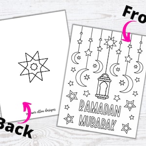 Ramadan Mubarak Coloring Cards - Cute Ramadan Greeting Cards With ...
