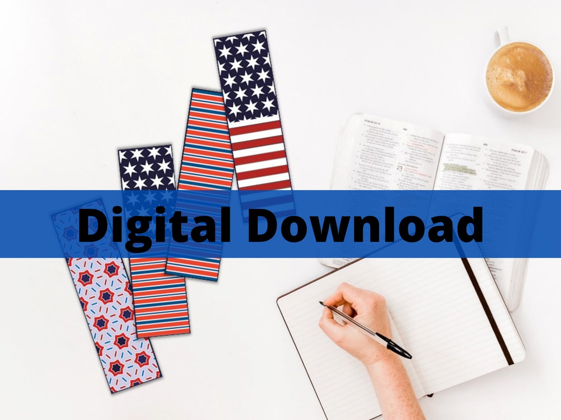 Patriotic American Flag Bookmarks: Set of 4 (digital Download) - Etsy
