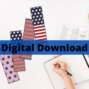 Patriotic American Flag Bookmarks: Set of 4 (digital Download) - Etsy