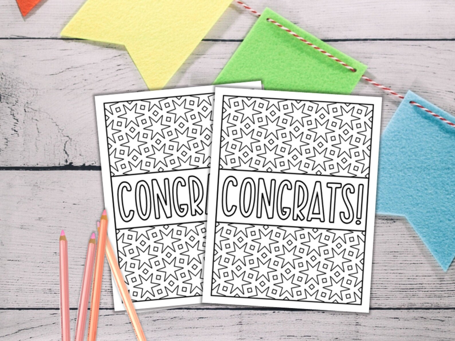 Congratulations Cards to Color Congrats Coloring Pages | Etsy