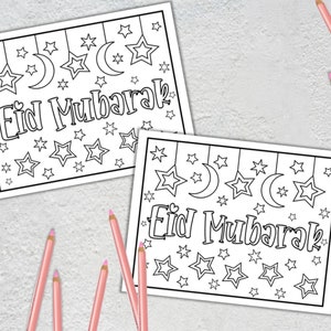Eid Mubarak Coloring Cards - Ramadan & Eid Activity - DIY Eid Greeting ...