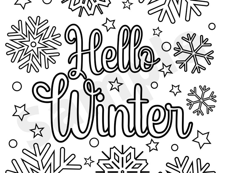 Hello Winter Snowflake Coloring Page Winter Holiday Activities Xmas ...