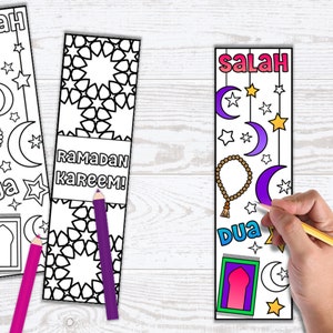 Ramadan Coloring Bookmarks - Cute Bookmark Set With Ramadan Mubarak and ...