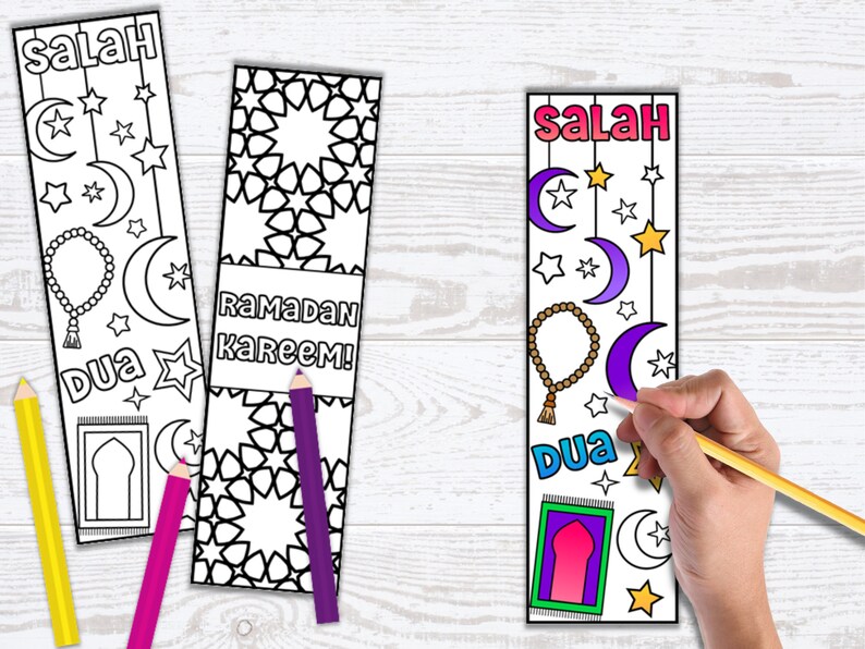 Ramadan Coloring Bookmarks Cute Bookmark Set With Ramadan - Etsy