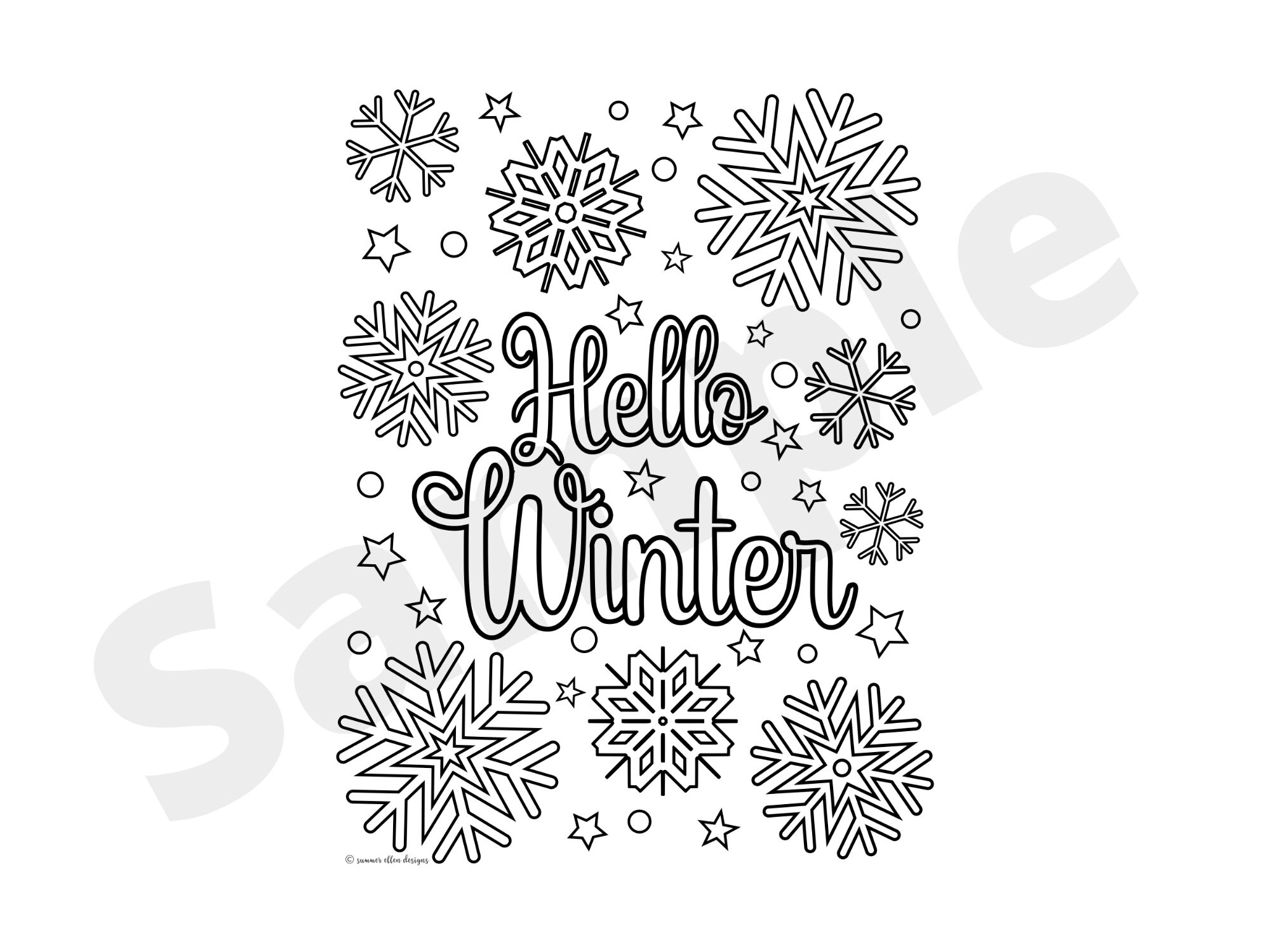 Hello Winter Snowflake Coloring Page Winter Holiday Activities Xmas ...