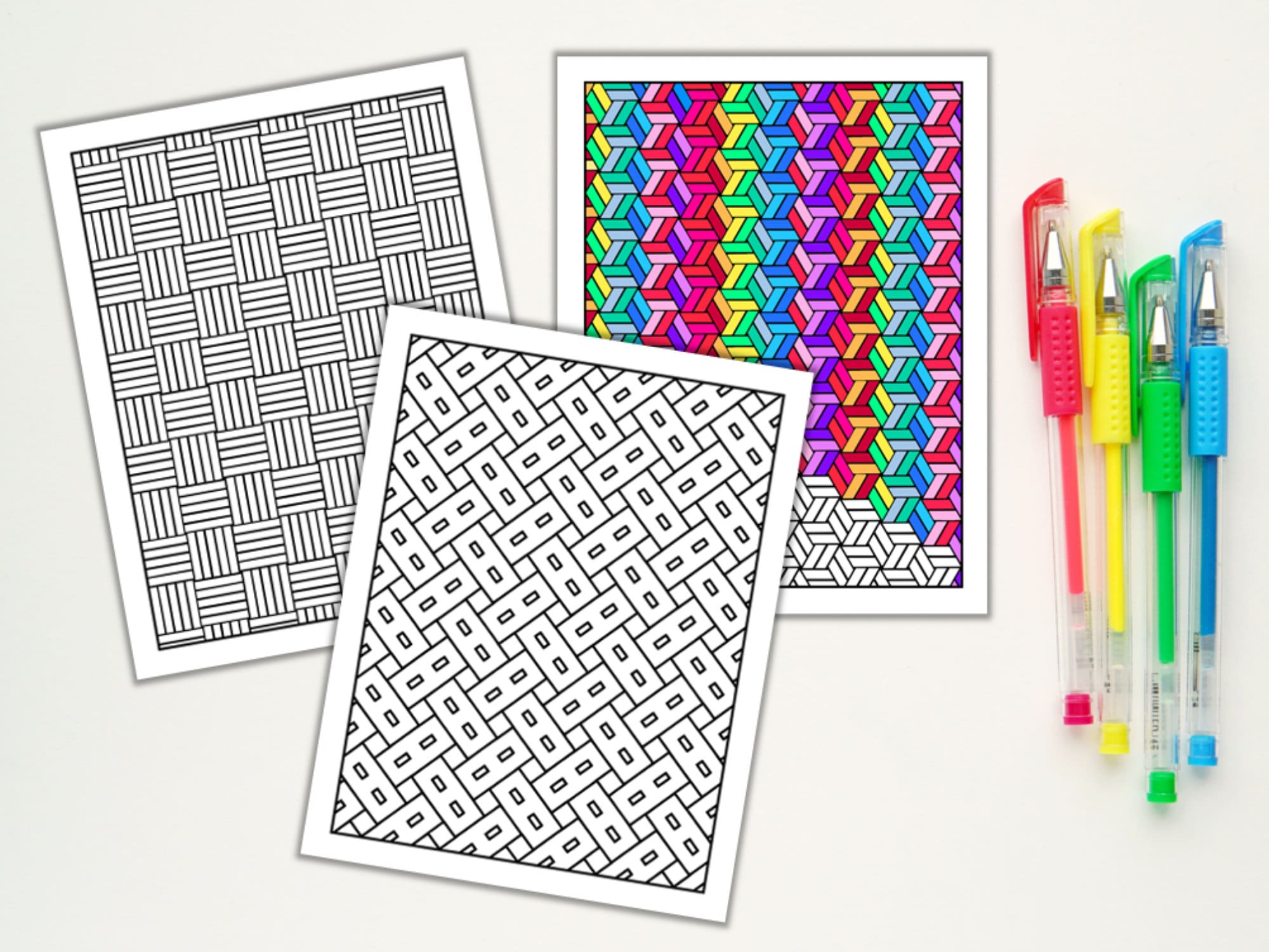 Geometric Coloring Book Bundle Pattern Coloring Printable - Etsy