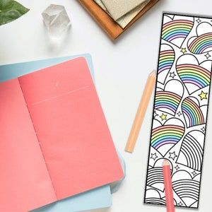 Rainbow Coloring Bookmarks - Cute Rainbow Designs With Hearts - Digital ...