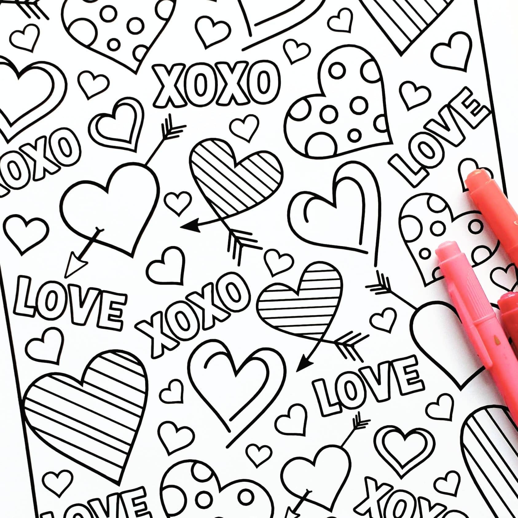 Valentine's Day Heart Coloring Page Love Heart Coloring - Etsy
