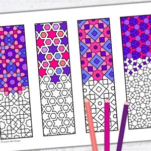 Coloring Bookmarks - Geometric Bookmarks - Adult Coloring Page ...