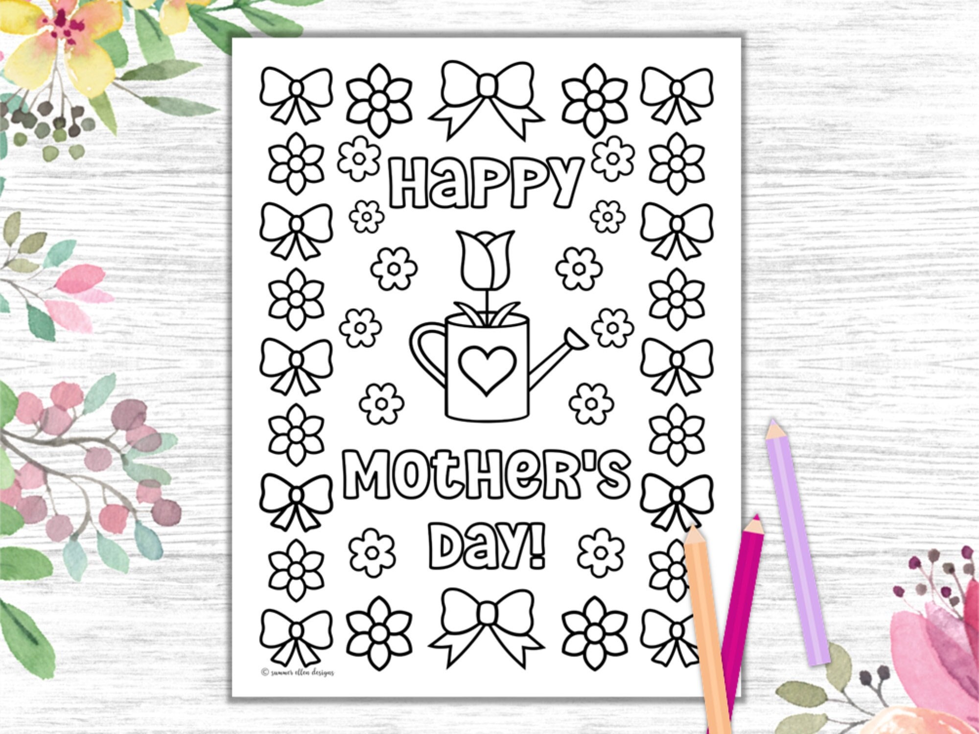 Happy Mother's Day Coloring Page for Kids DIY Mother's Day Gift Gifts ...