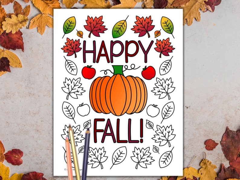 4 Seasons Coloring Page Bundle - Hello Summer, Happy Fall, Hello Winter ...