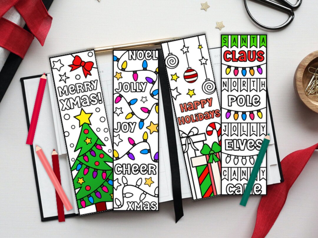 Cute Christmas Coloring Bookmarks Fun for All Ages Festive Christmas ...